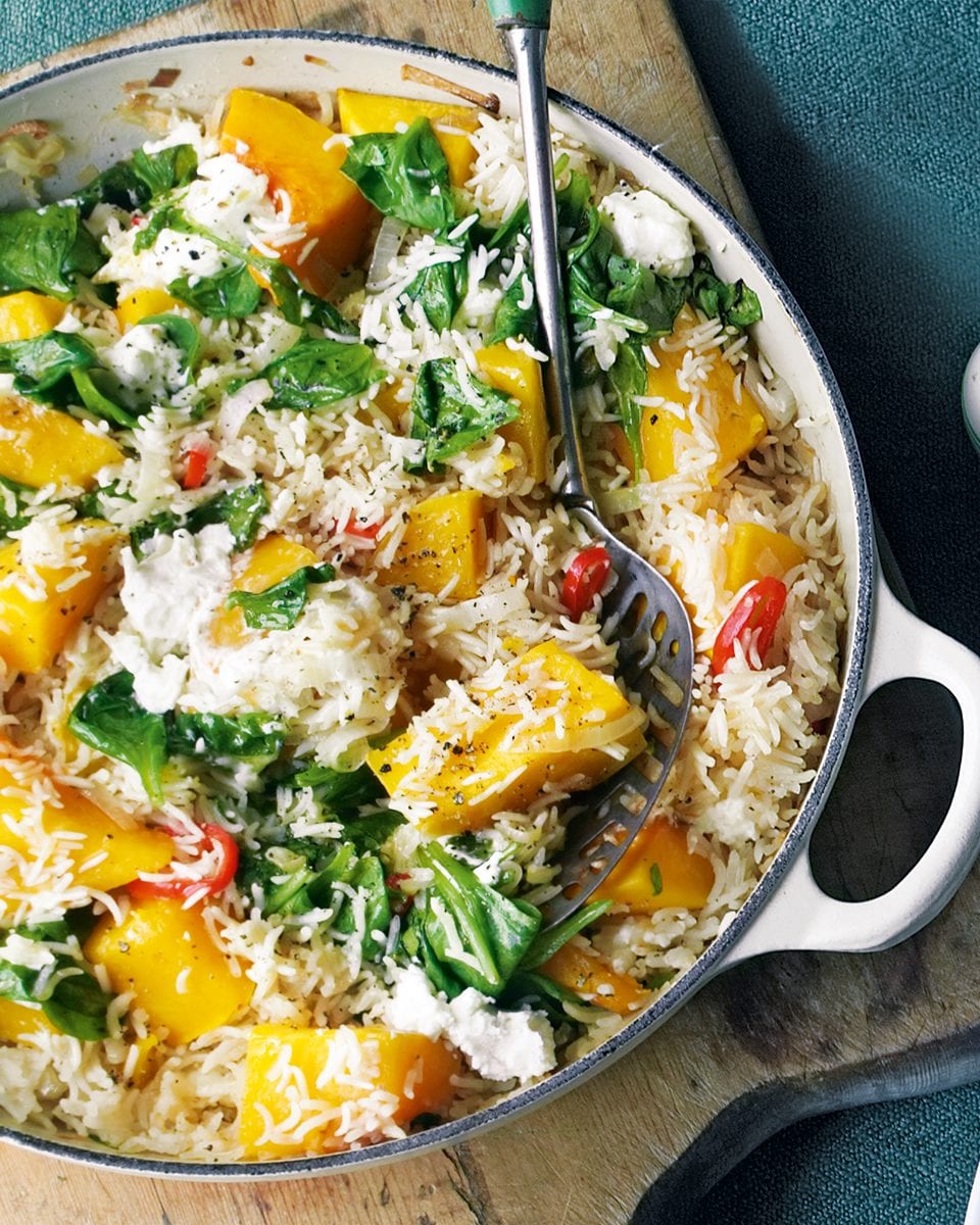 Baked basmati rice with squash and chilli recipe | delicious. magazine