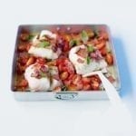 Roast cod with bacon, tomatoes and basil recipe | delicious. magazine