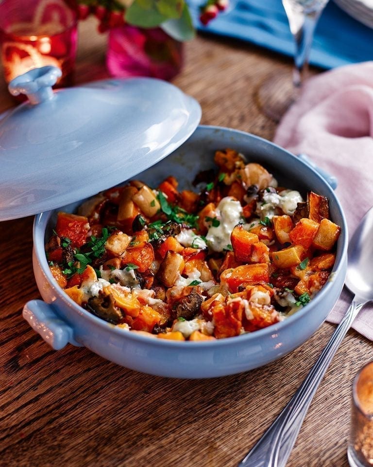 Roast squash with blue cheese and pickled walnuts recipe | delicious ...