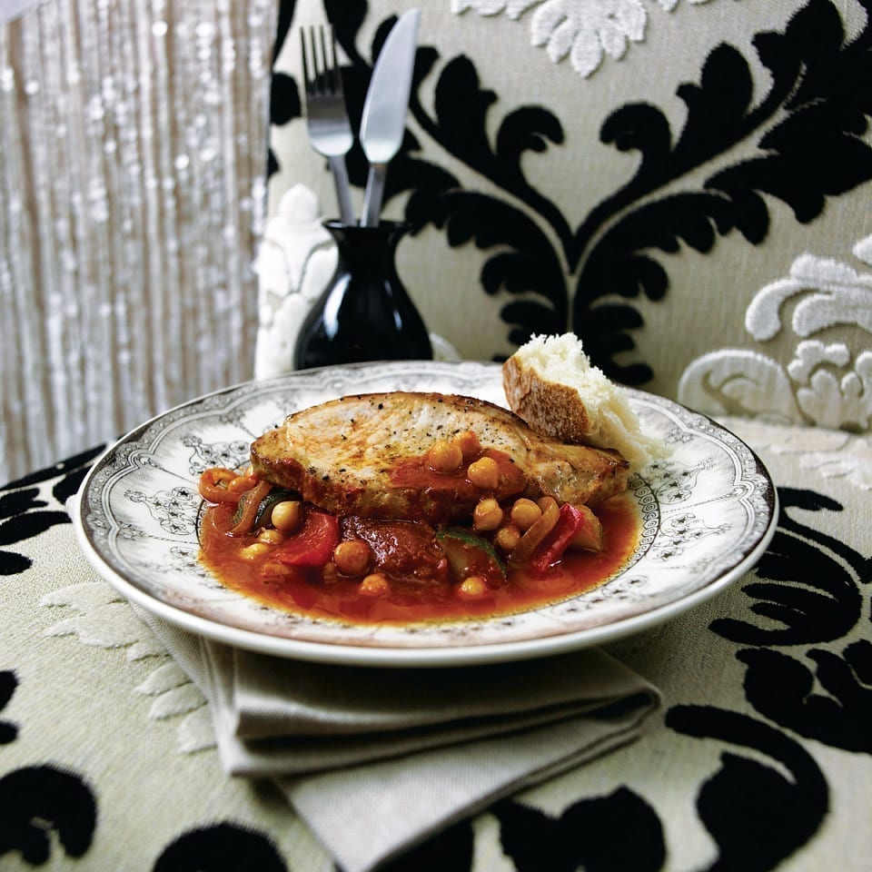 Paprika pork with chickpeas recipe | delicious. magazine