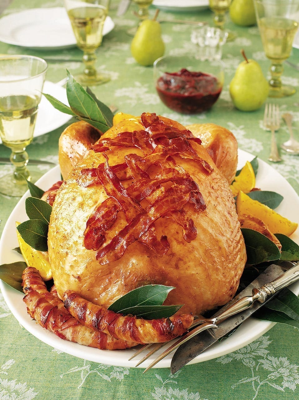 Roast turkey with pancetta-wrapped sausages recipe | delicious. magazine