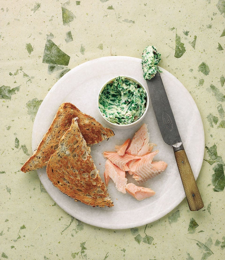 Hot smoked trout and herb butter recipe | delicious. magazine