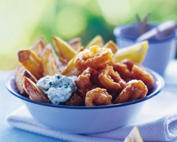 Slow-cooked squid with white beans, bacon and lemon recipe | delicious ...