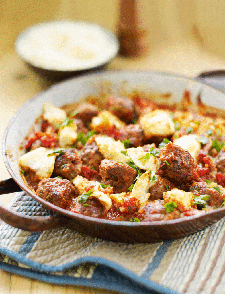 Baked meatballs with goat's cheese recipe | delicious. magazine