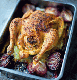 Roasted radish, chicken and pickled vegetable salad recipe | delicious ...