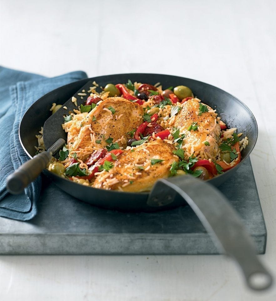 Chicken Paella Recipe Dishmaps Chicken Paella Recipe: One Pan Aromatic