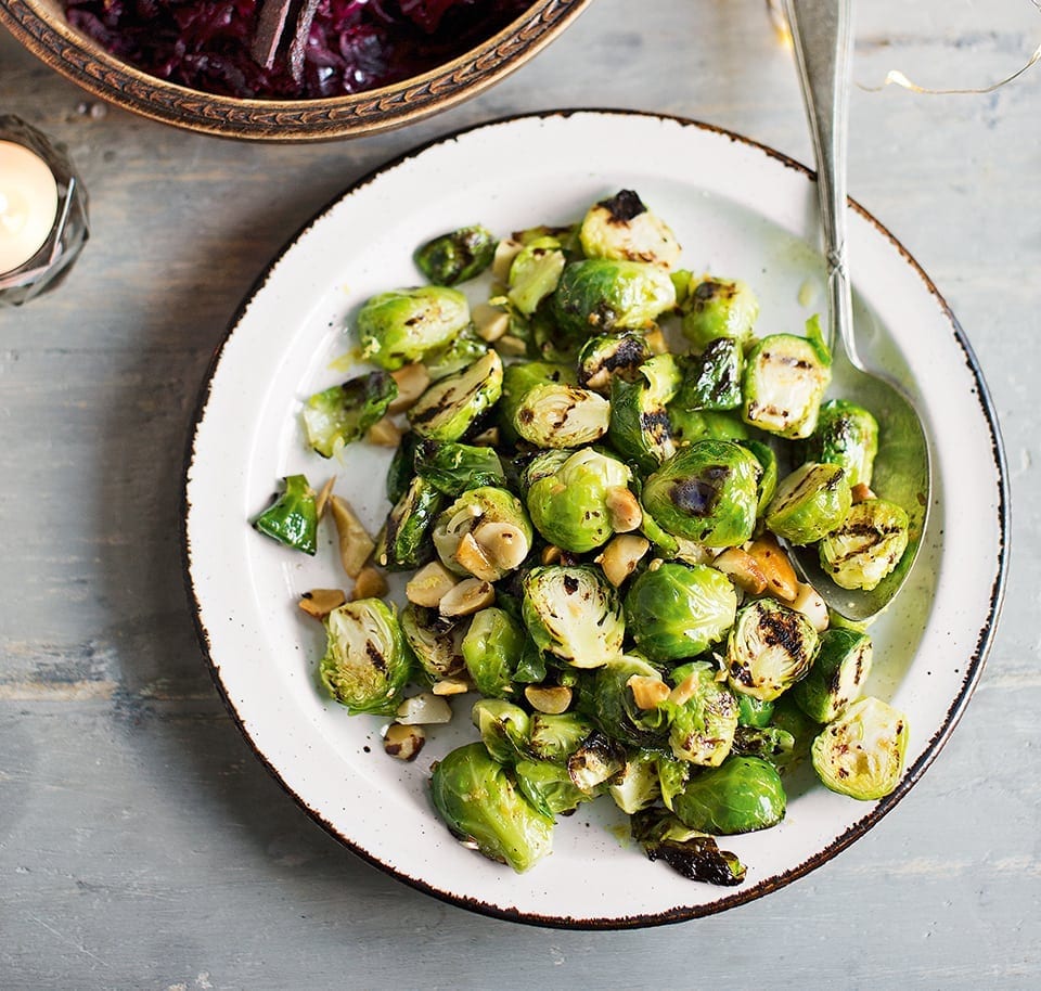 Charred sprouts with toasted brazils recipe | delicious. magazine
