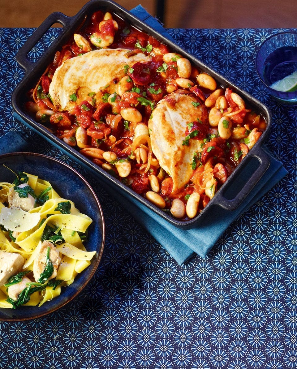 Chicken, butter bean and chorizo bake recipe | delicious. magazine