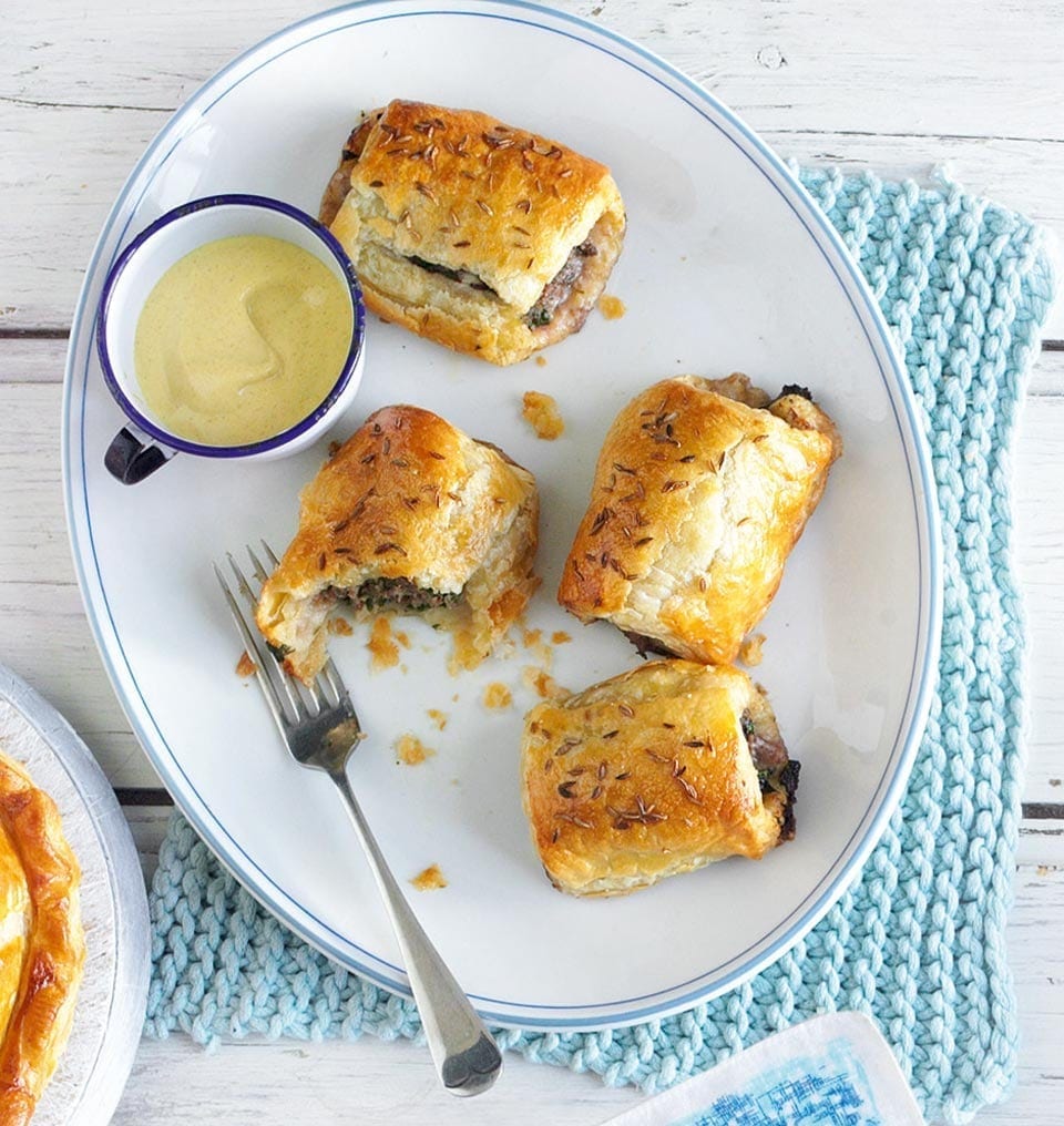 Spiced lamb sausage rolls with cumin recipe | delicious. magazine