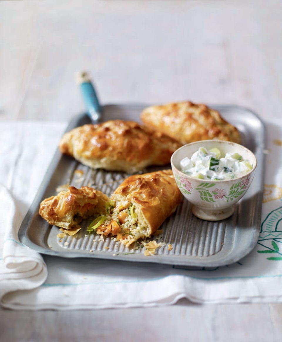 Salmon couscous pasties recipe | delicious. magazine