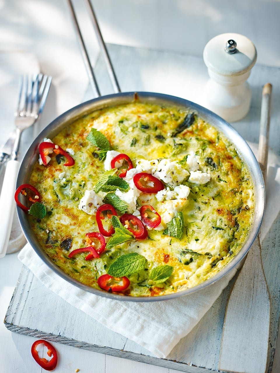 Courgette, feta and mint frittata recipe | delicious. magazine