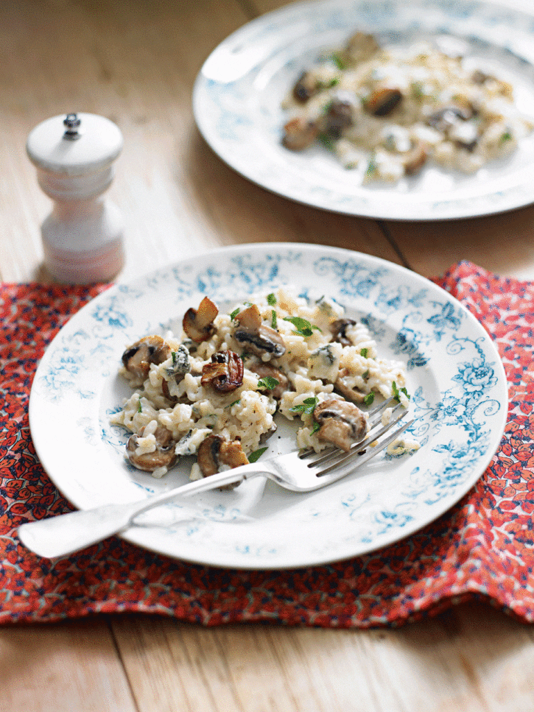 Mushroom and blue cheese risotto recipe | delicious. magazine