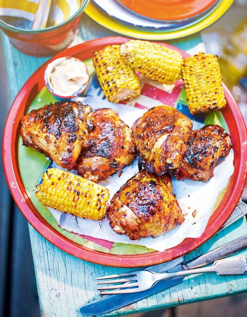 Korean-style barbecue chicken and sweetcorn recipe | delicious. magazine