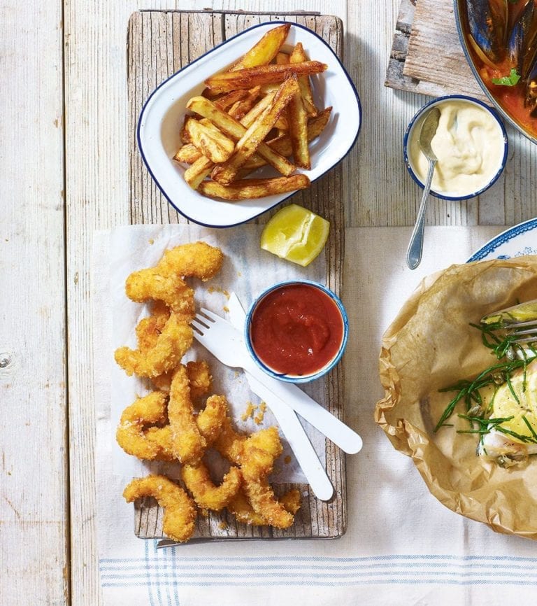 Scampi And Chips Recipe Delicious Magazine Scampi And Chips Recipe Delicious Magazine
