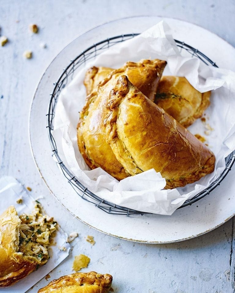 Crab and potato pasties recipe | delicious. magazine