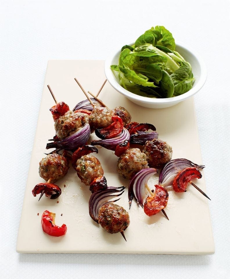 Cheat's meatball skewers recipe | delicious. magazine