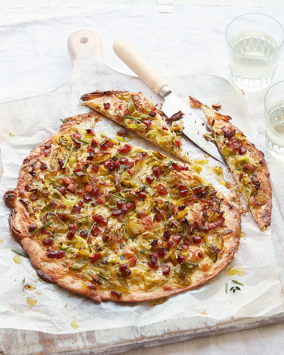 Leek and bacon flamiche recipe | delicious. magazine