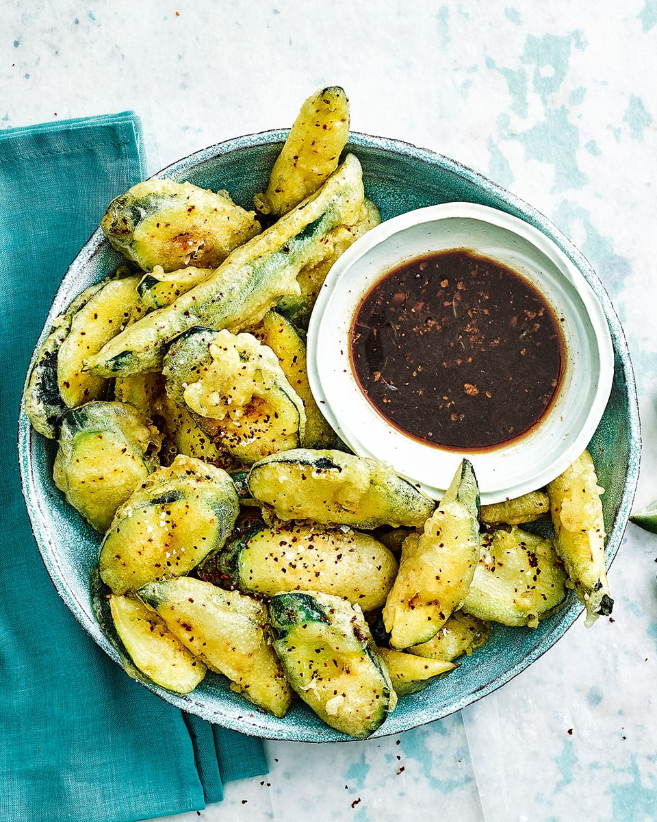 Tempura courgettes with ponzu dipping sauce recipe | delicious. magazine