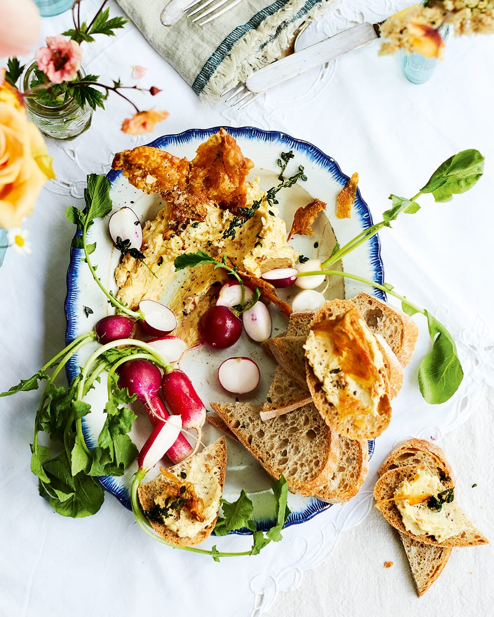 Chicken-skin butter with radishes recipe | delicious. magazine