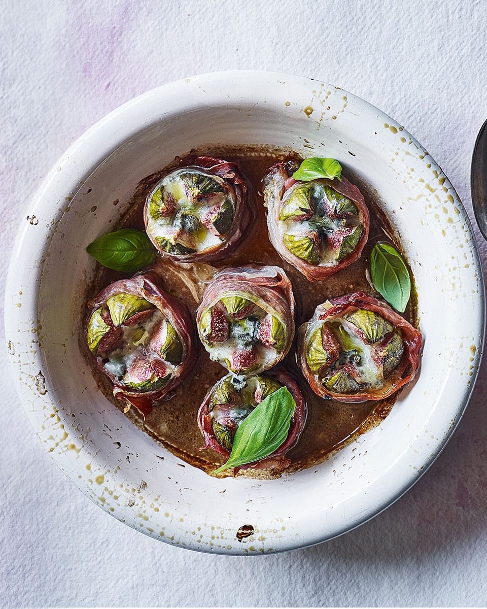 Baked figs with blue cheese and balsamic recipe | delicious. magazine