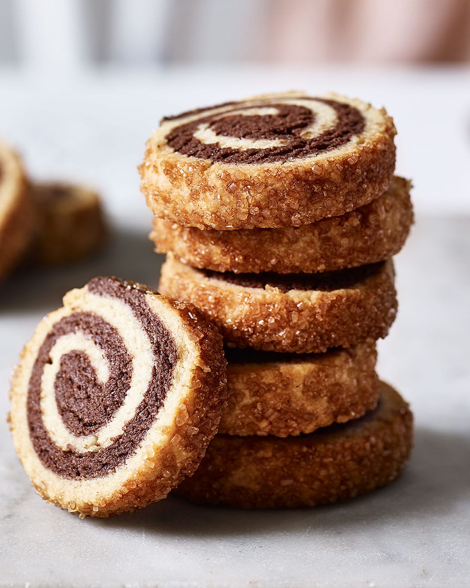 Vanilla and chocolate shortbread pinwheels recipe | delicious. Magazine