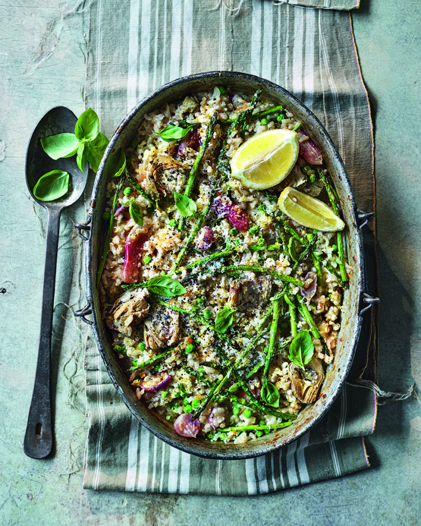 No-stir baked risotto with asparagus and artichokes - delicious. magazine