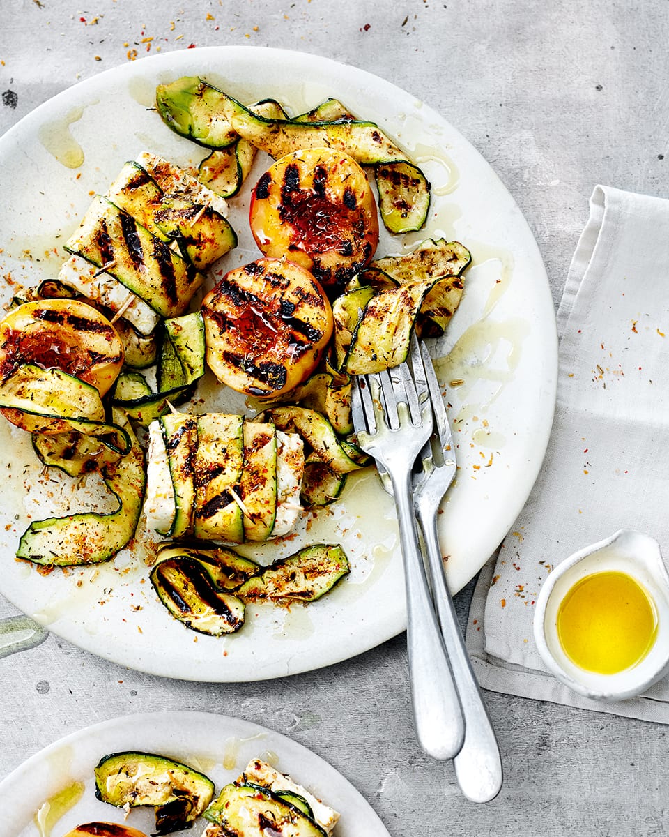 Feta parcels with grilled courgettes and peaches - delicious. magazine