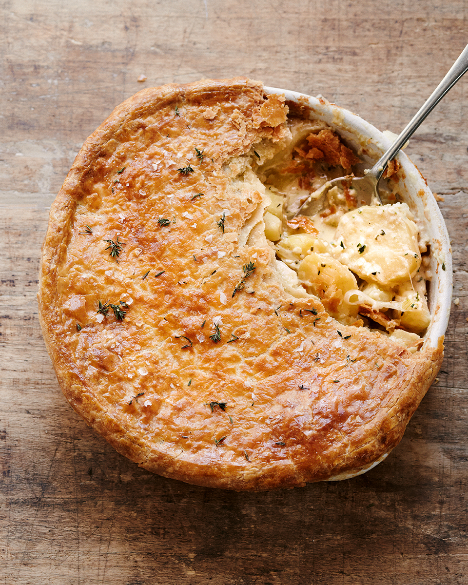 Marcus Wareing's potato and tunworth cheesepot pie - delicious. magazine