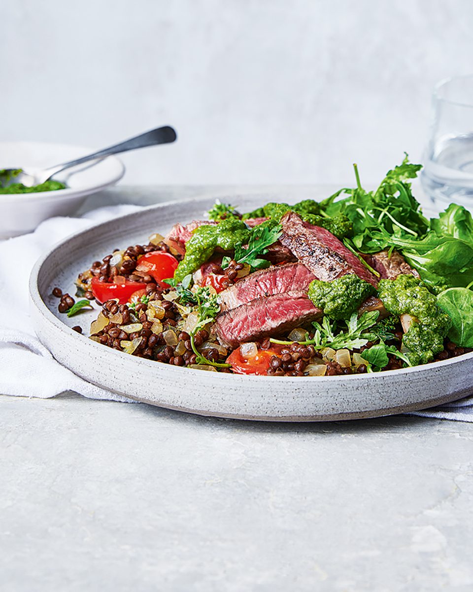 Steak and lentil salad with rocket salsa verde - delicious. magazine
