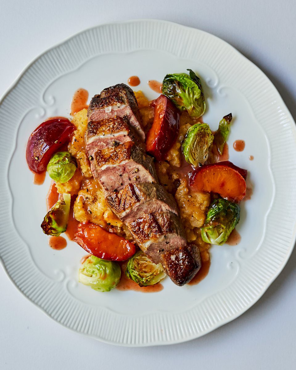 Duck with roasted plum glaze and crushed swede - delicious. magazine