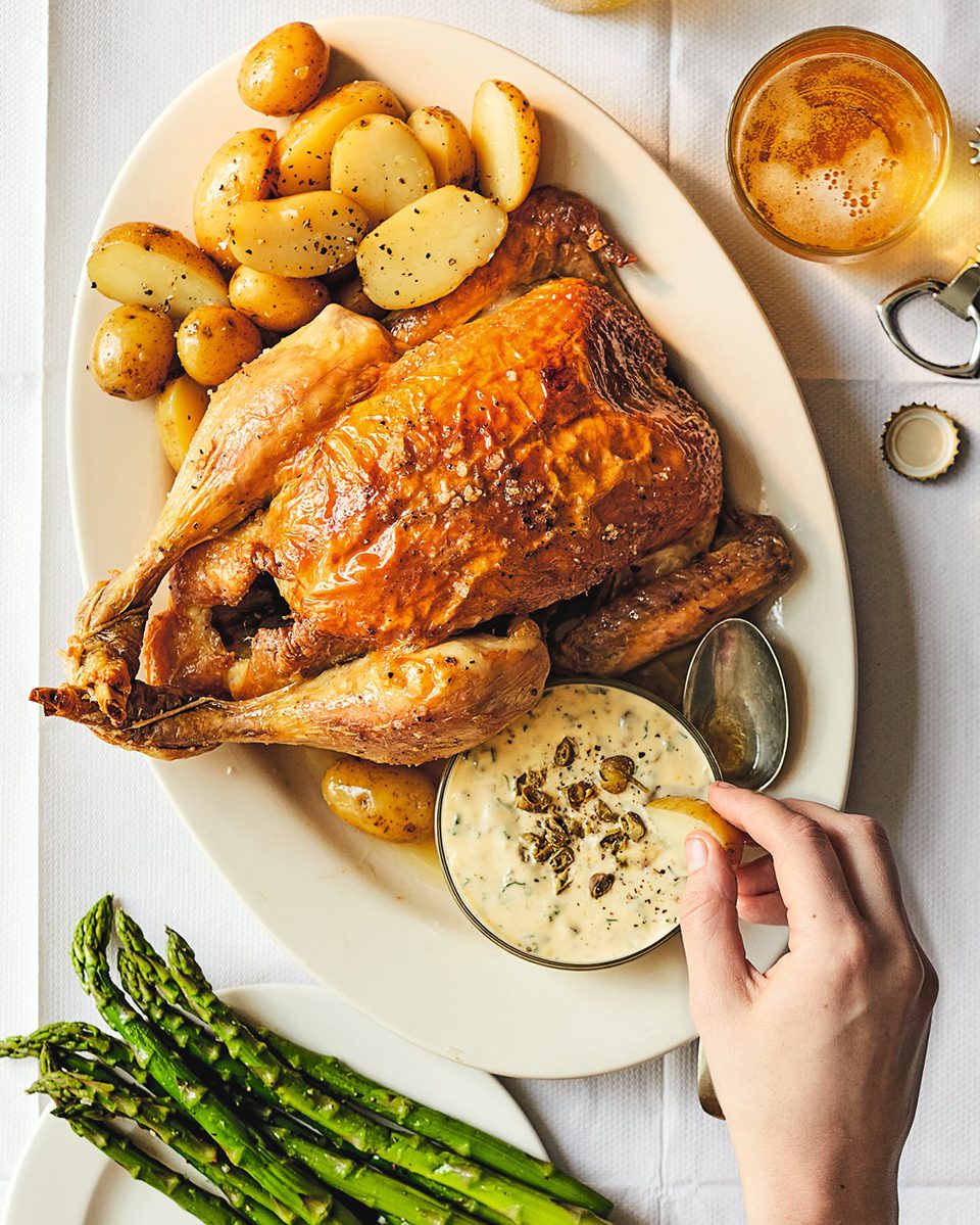 Roast chicken with chicken fat garlic mayonnaise - delicious. magazine