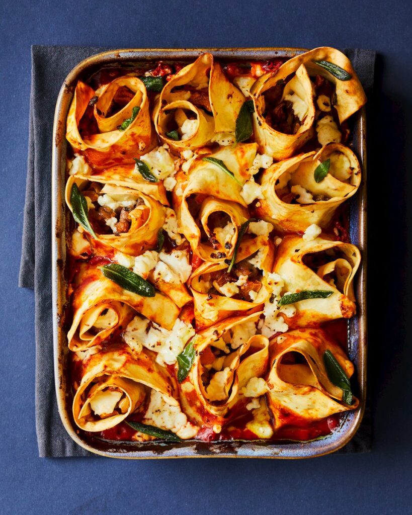 Squash, sausage and goat’s cheese pasta rotolo - delicious. magazine