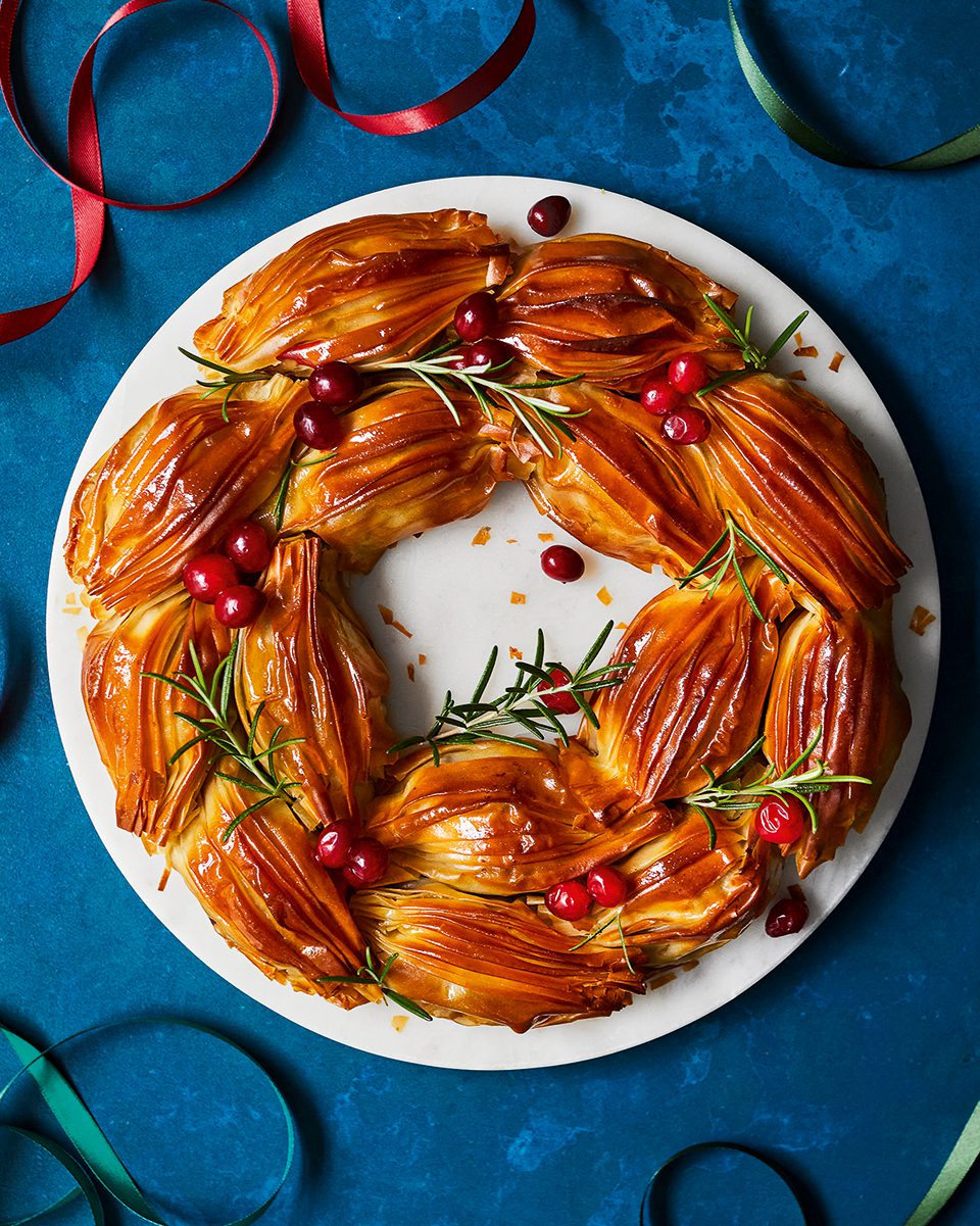 Vegetarian filo Christmas wreath - delicious. magazine