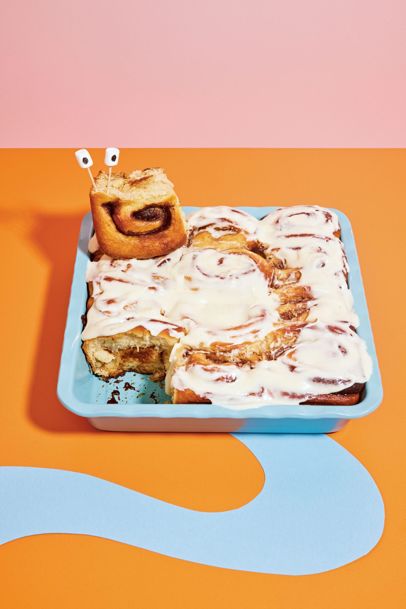 Kim-Joy's cinnamon rolls with escapee snail - delicious. magazine