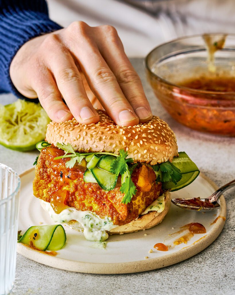 Calum Harris' sticky hot mango tofu burgers - delicious. magazine