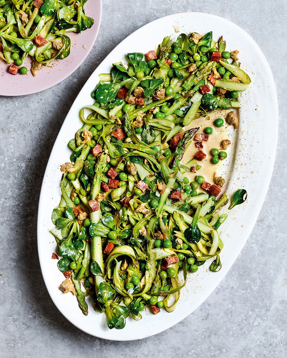 Asparagus, chorizo, pea and pickled cockle salad - delicious. magazine