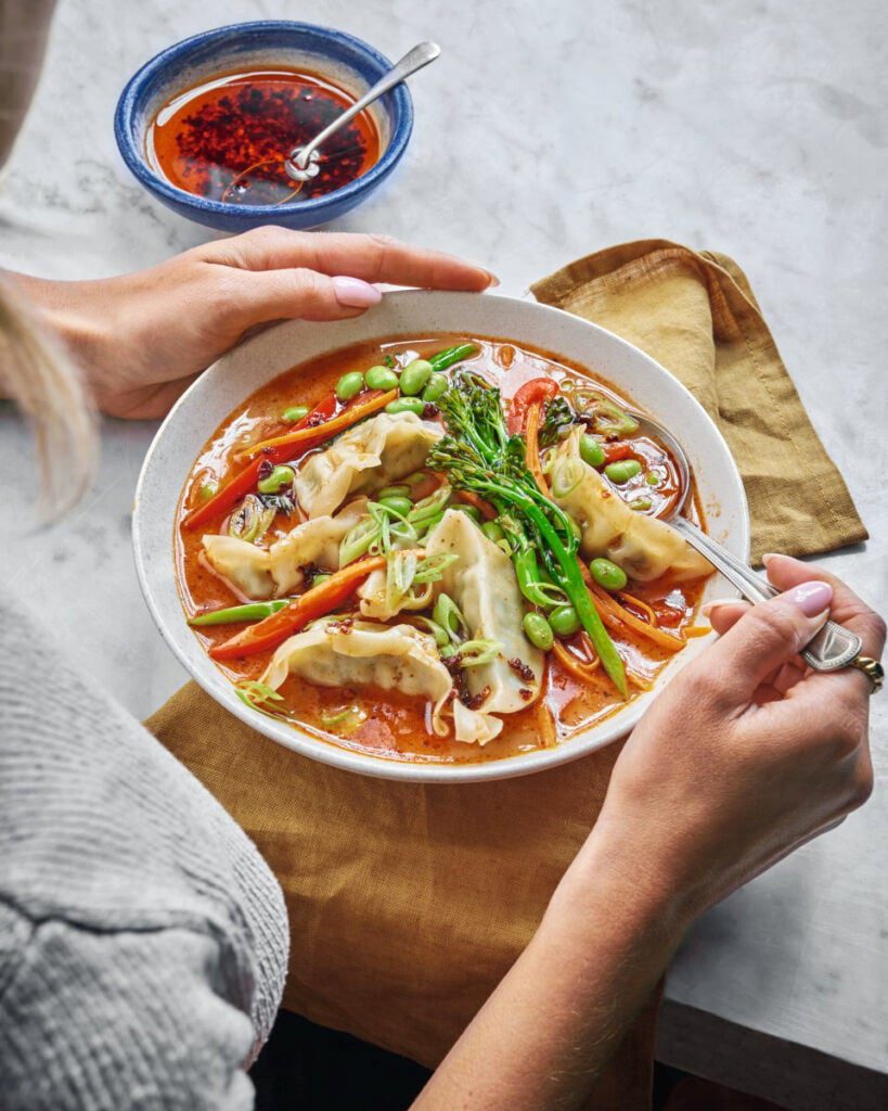 Emily English’s Thai red coconut gyoza soup | delicious. magazine