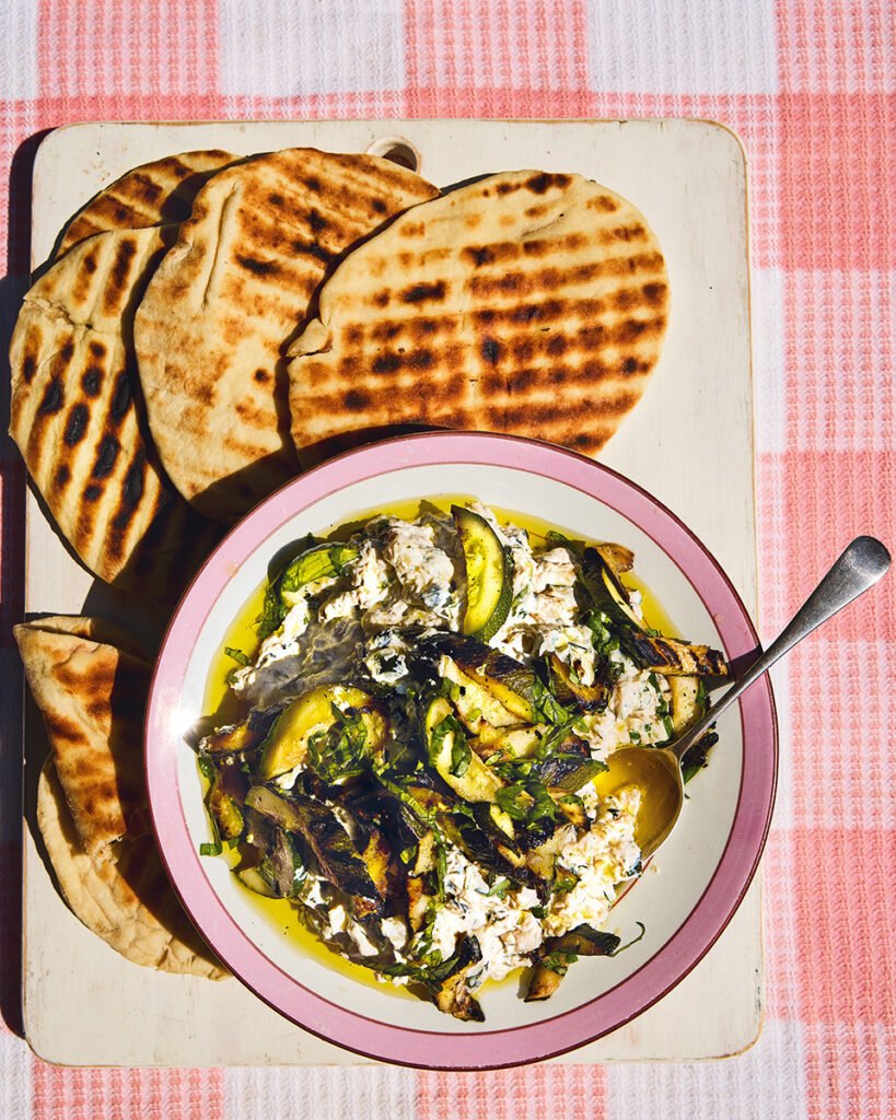 Charred courgette dip with flatbreads | delicious. magazine