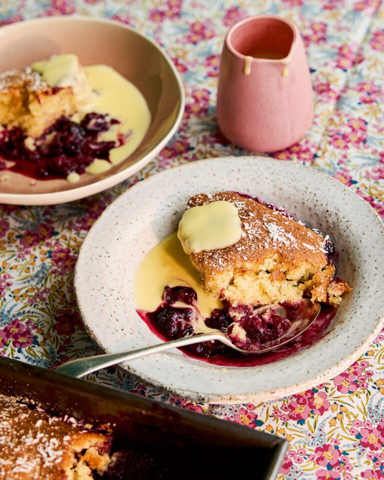Blackberry sponge pudding with coconut | delicious. magazine