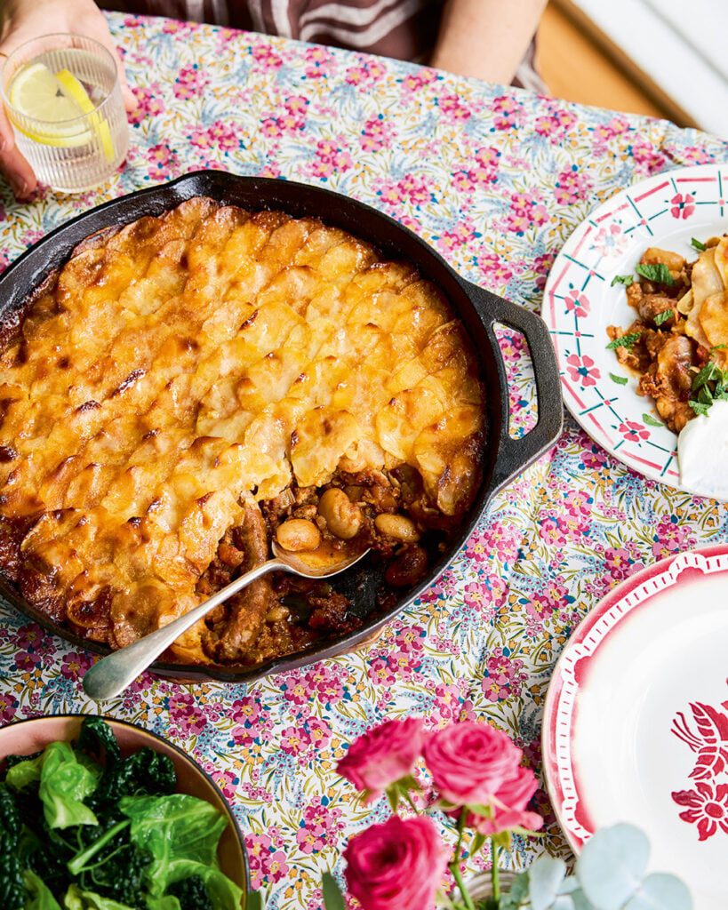 Lamb hotpot with merguez and butter beans